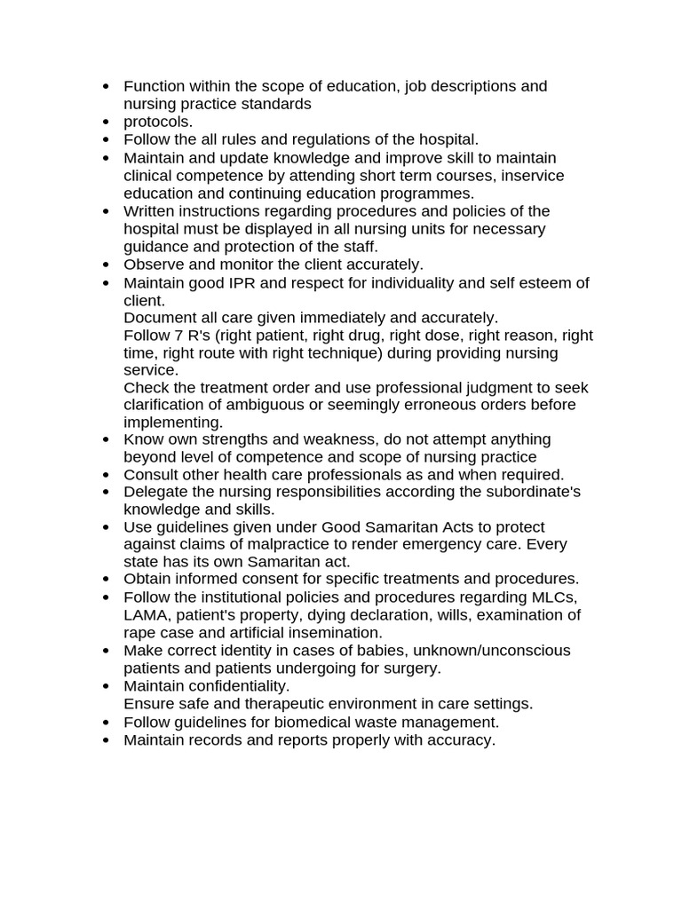 Nursing Legal Responsibilities Overview | PDF