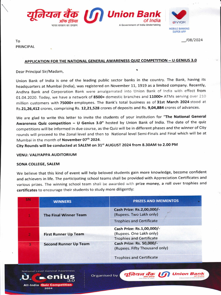 U Genius 3.0 Quiz Competition 2024 | PDF