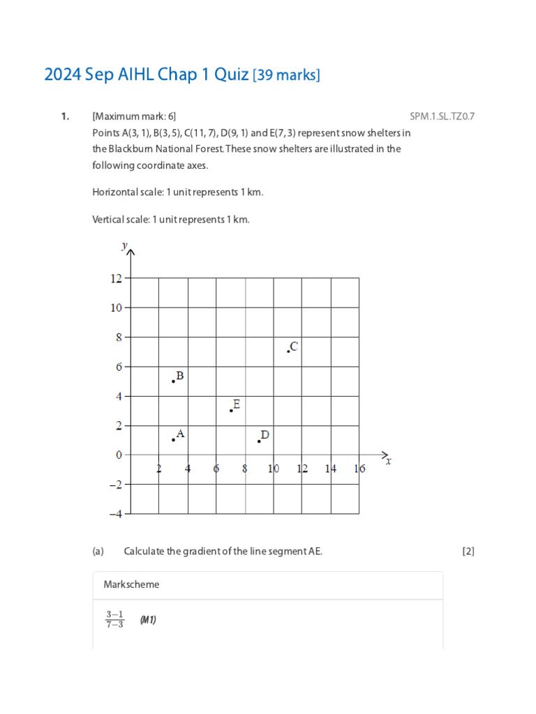 3 2024 Sep AIHL Chap 1 Quiz 2D Geometry MS | PDF | Area | Geometry