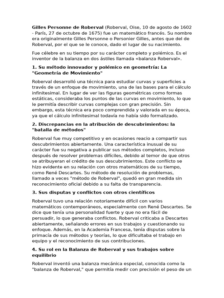 Gilles de Roberval: Matemático Innovador | PDF
