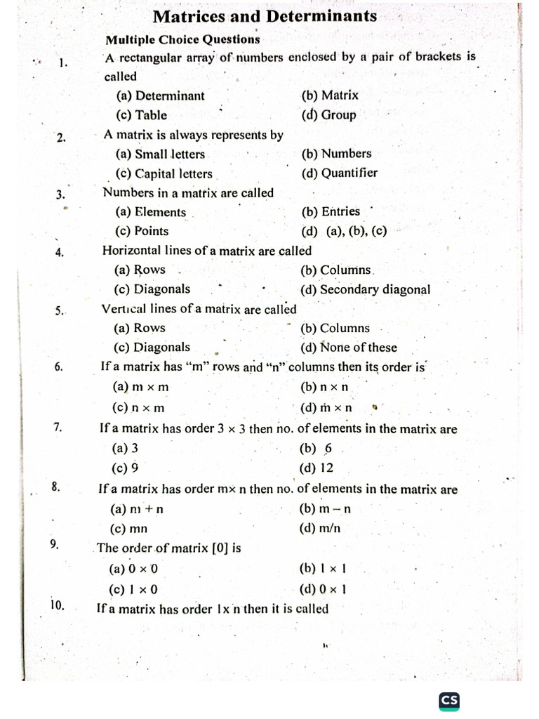Matrices and Determinant | PDF