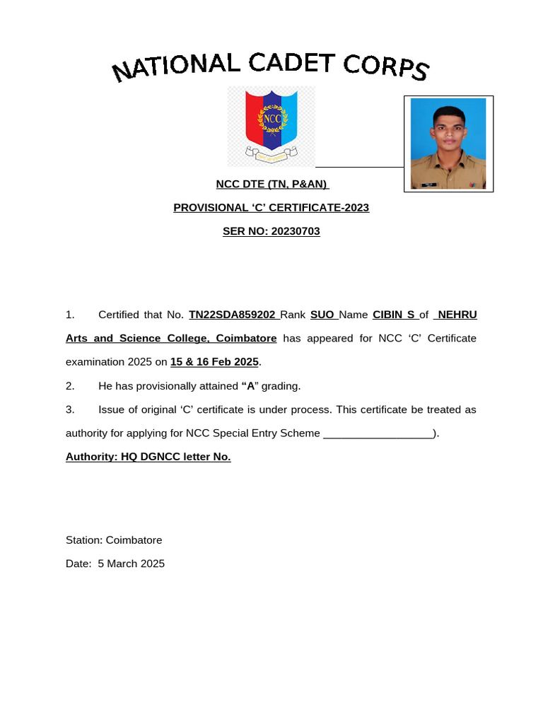 Provisional Certificate New Format | PDF