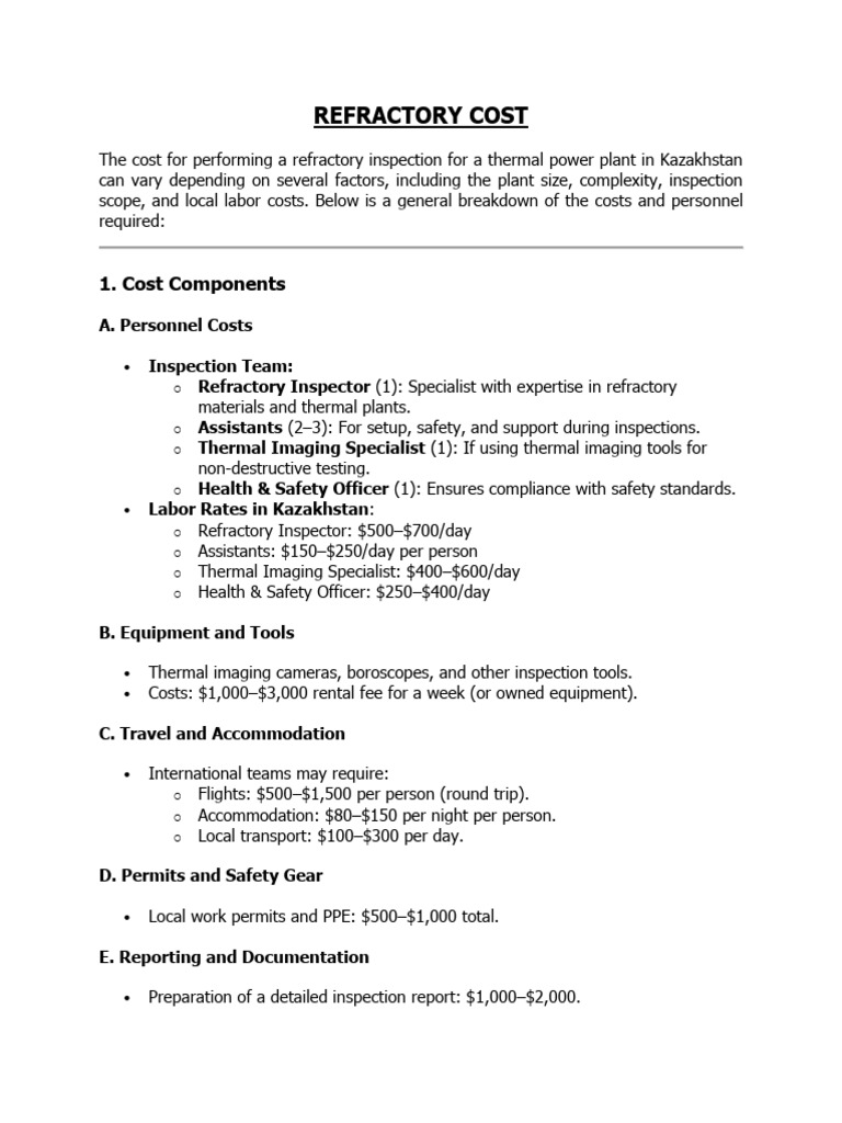 Refractory Cost | PDF