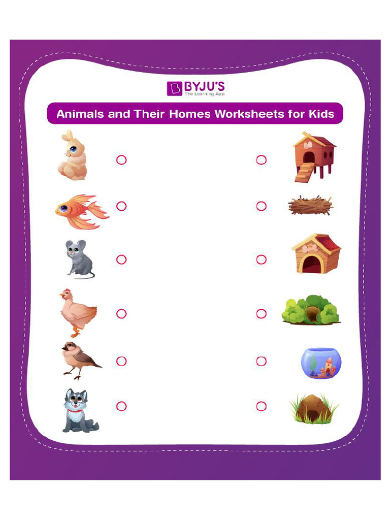 Animals and Their Homes Worksheets For Kids 03 | PDF