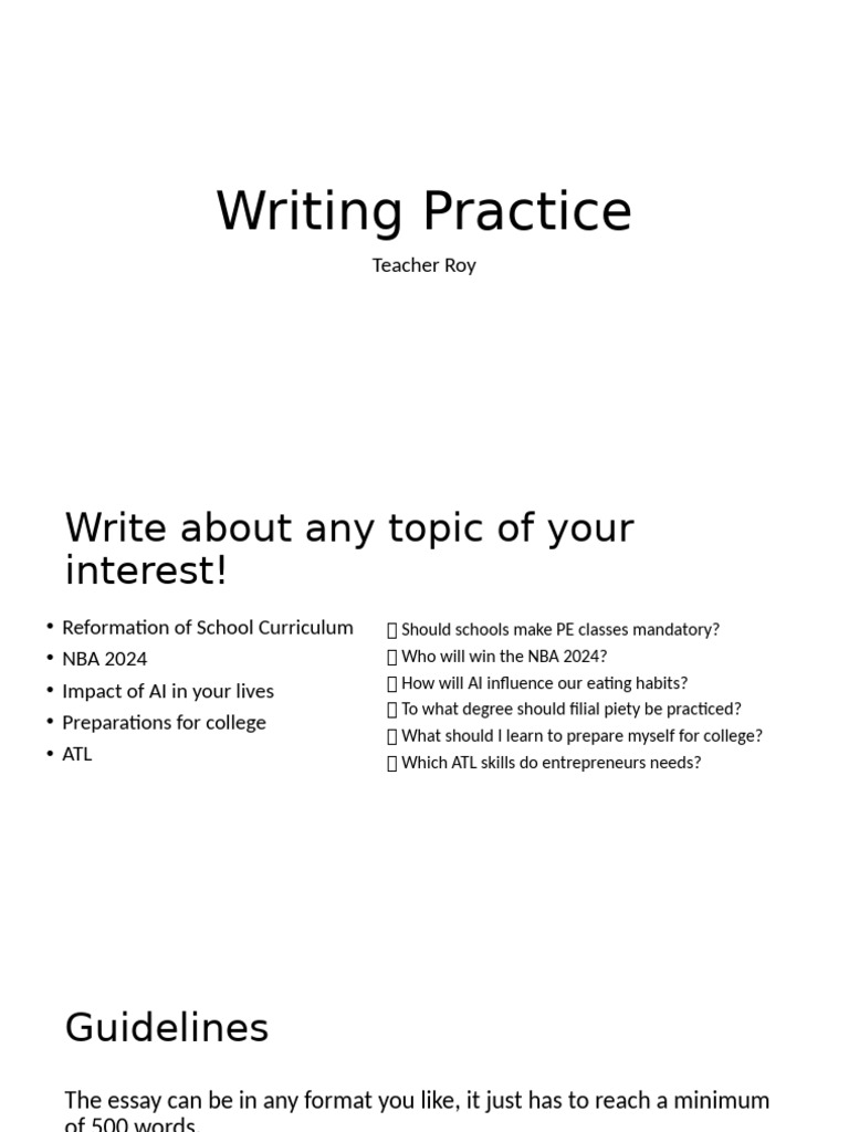 Writing Practice Exercise | PDF