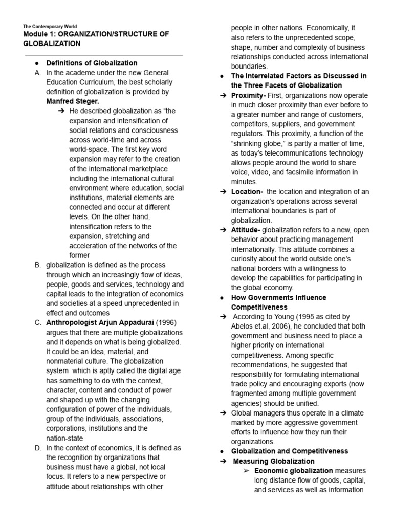 Contemp Module 1-6 Midterm | PDF | Globalization | Market (Economics)