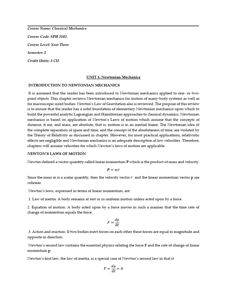 Classical Mechanics | PDF | Classical Mechanics | Force