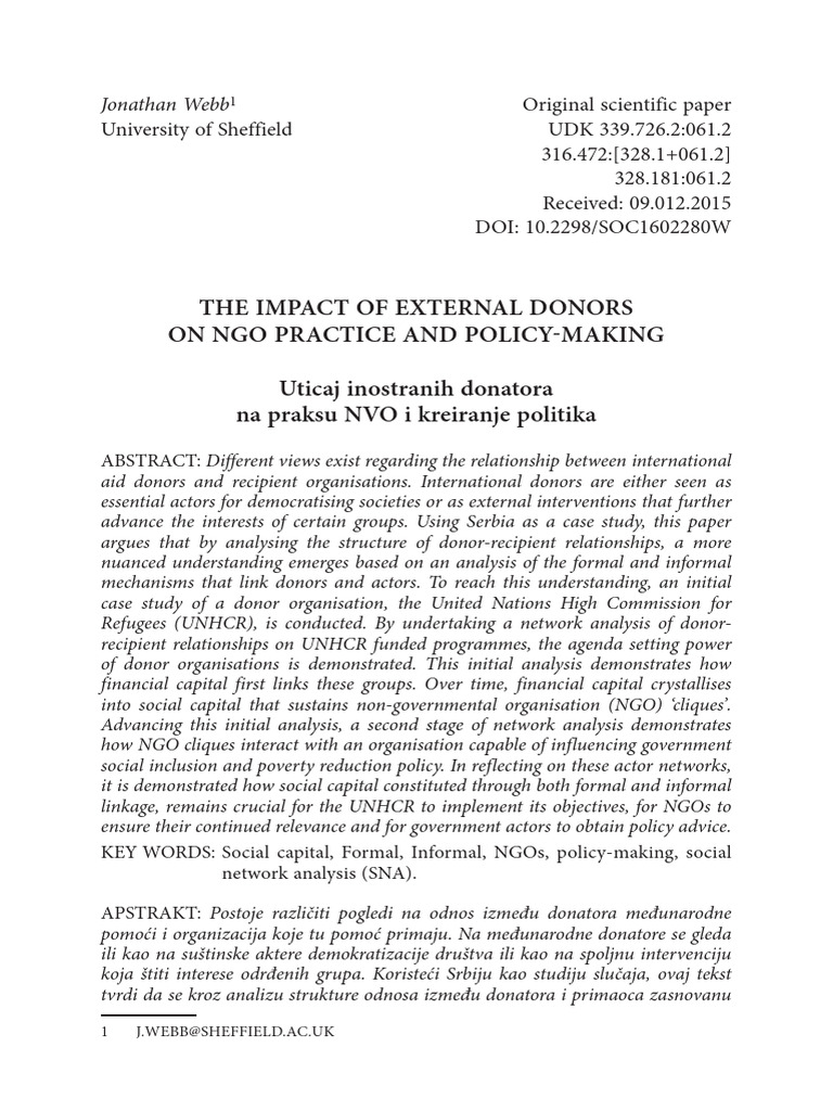 The Impact of External Donors On NGO Practice and | PDF | Non ...
