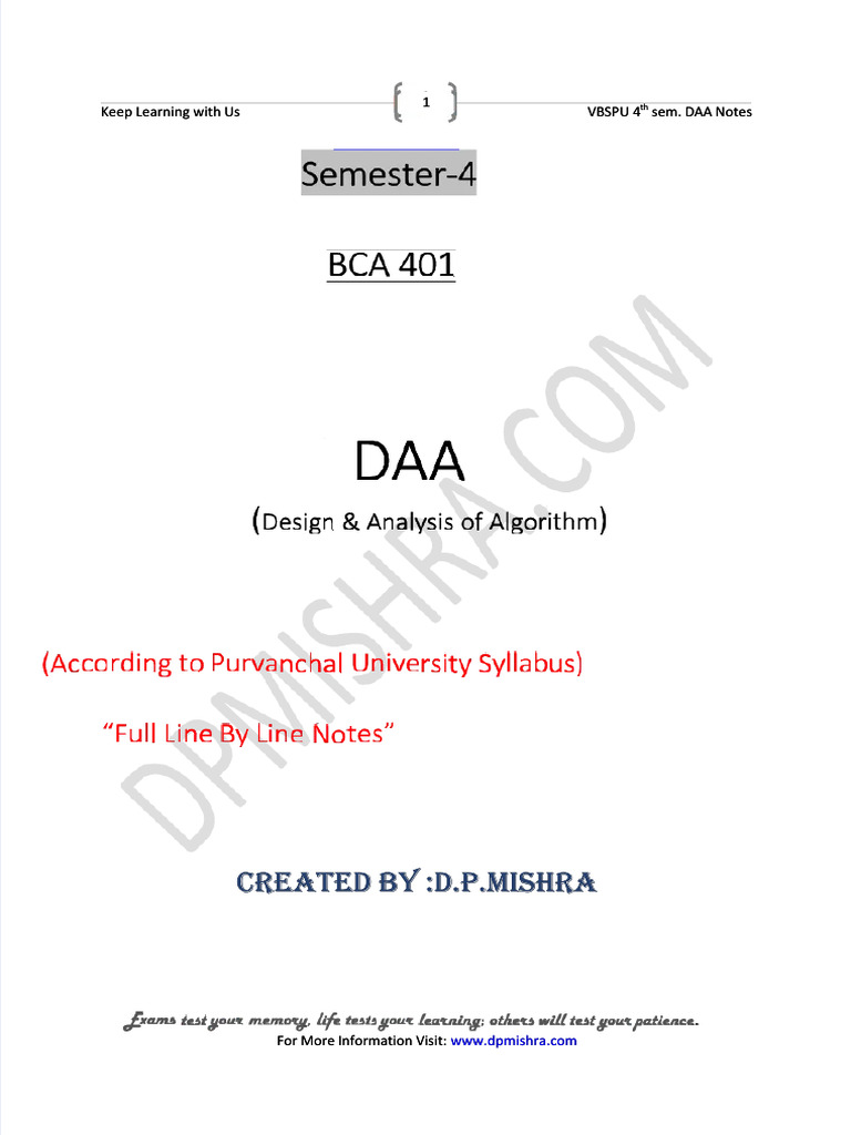 Semester-4 Semester-4 BC 401 BC 401: Created By:d.P.Mishra | PDF | Algorithms | Mathematical Logic