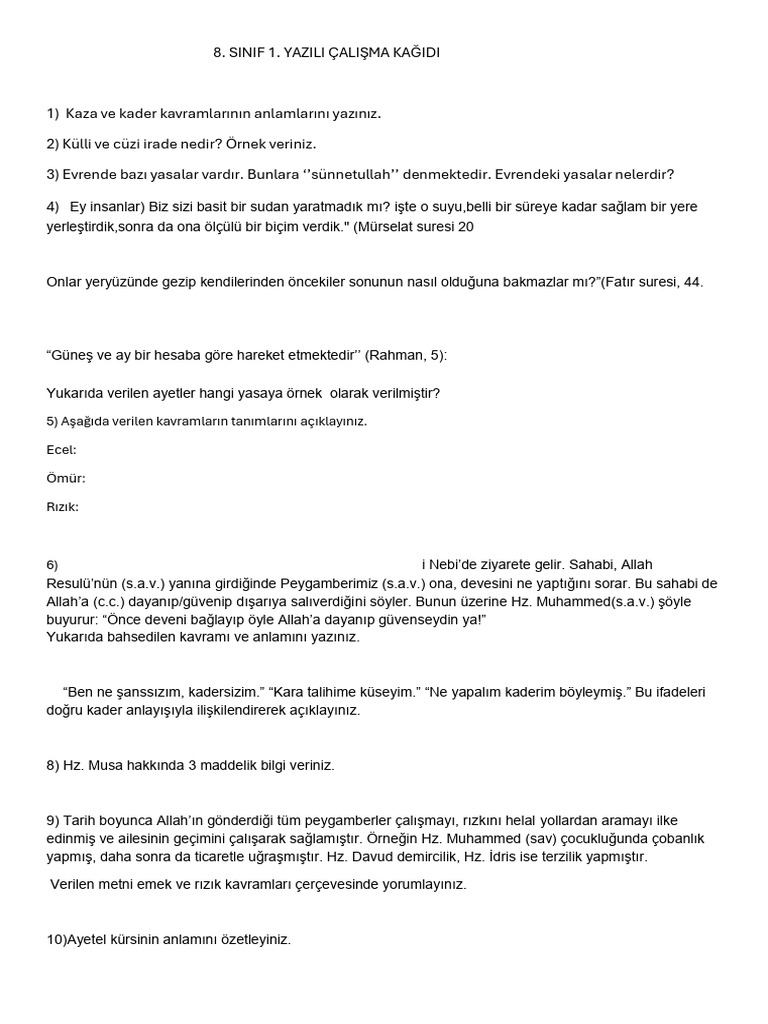 I Am Sharing '8. Sınıf' With You | PDF