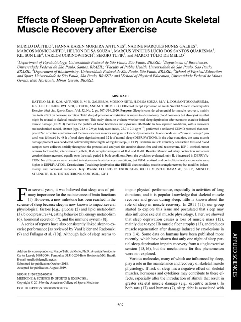 Effects of Sleep Deprivation On Acute Skeletal.28 | PDF | Skeletal ...