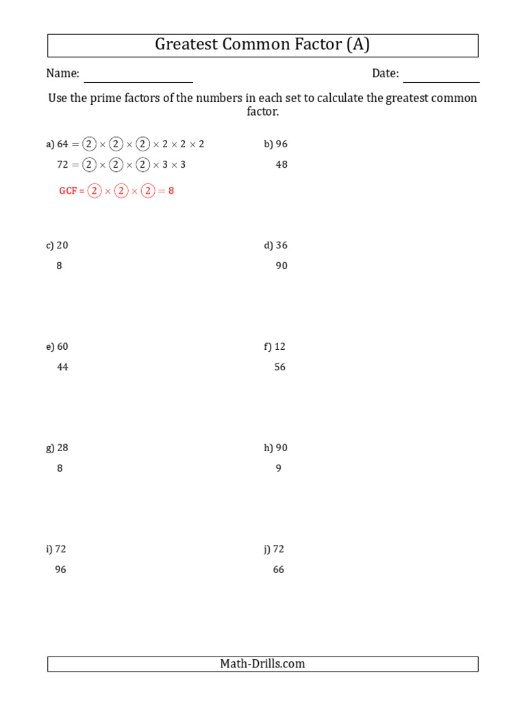 Greatest Common Factors | PDF | Number Theory | Arithmetic