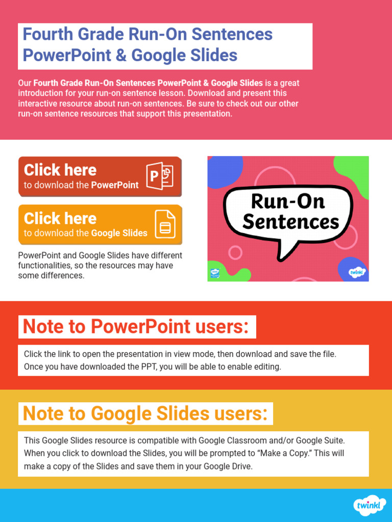 Fourth Grade Run On Sentences Powerpoint Google Slides Us e 1699137967 ...