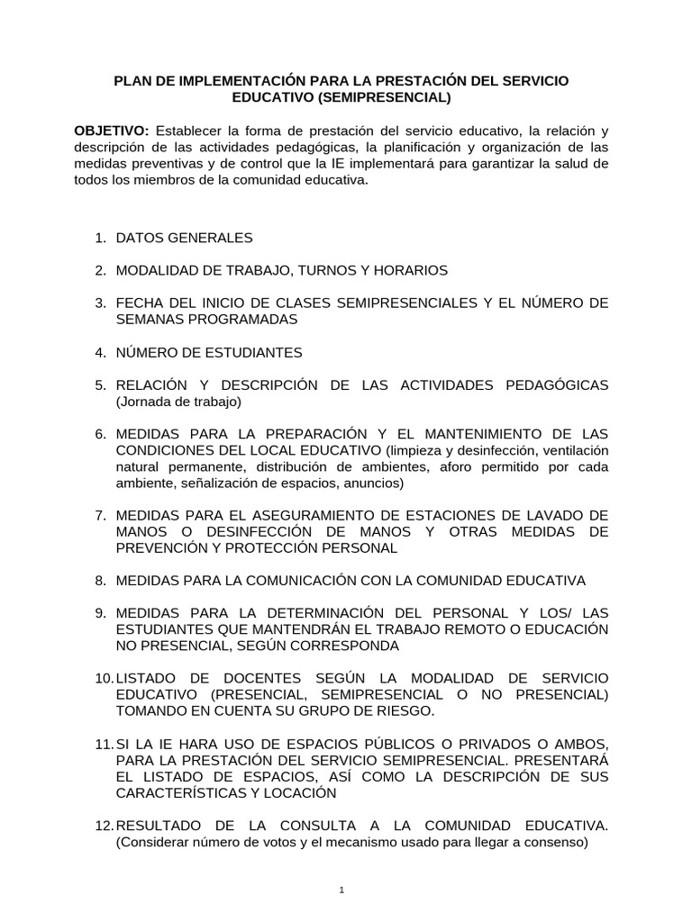 Plan de Implementación | PDF