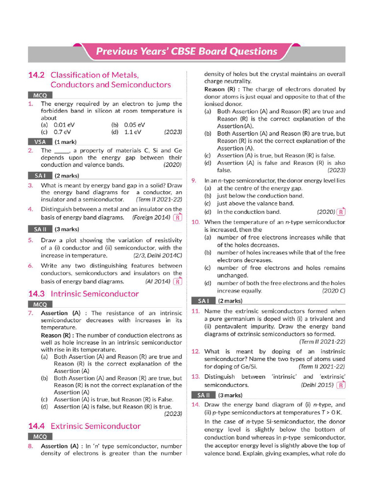 CH14 Semiconductors PYQs | PDF