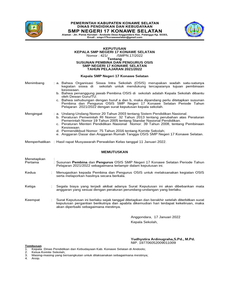 SK-PENGURUS-OSIS-2021-2022 | PDF