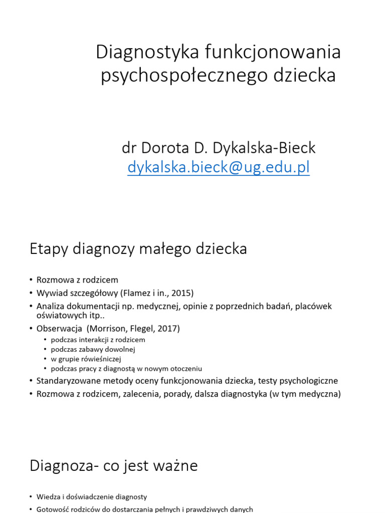 Dykalska-Bieck_Diagnostyka_psychospolecznego_funkcjonowania_dziecka | PDF