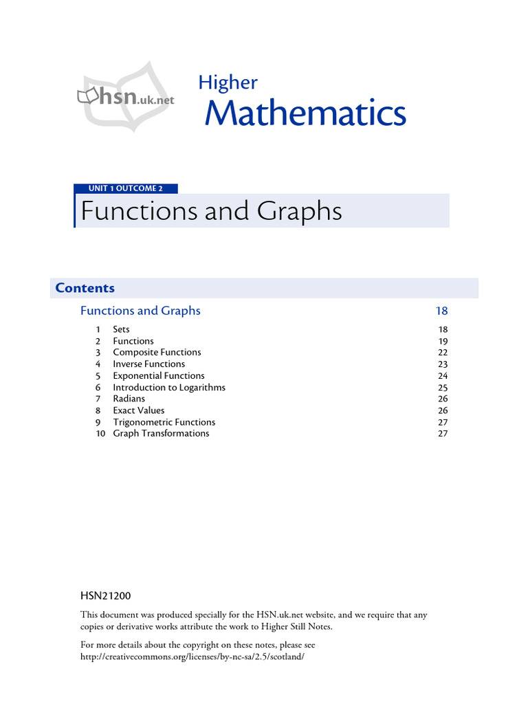 Functions and Graphs 063820 | PDF | Trigonometric Functions | Function ...