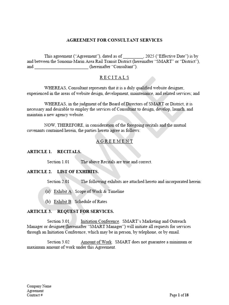 4-2. Att. A. - Sample Agreement For Consultant Services (MK-PS-24-001 ...