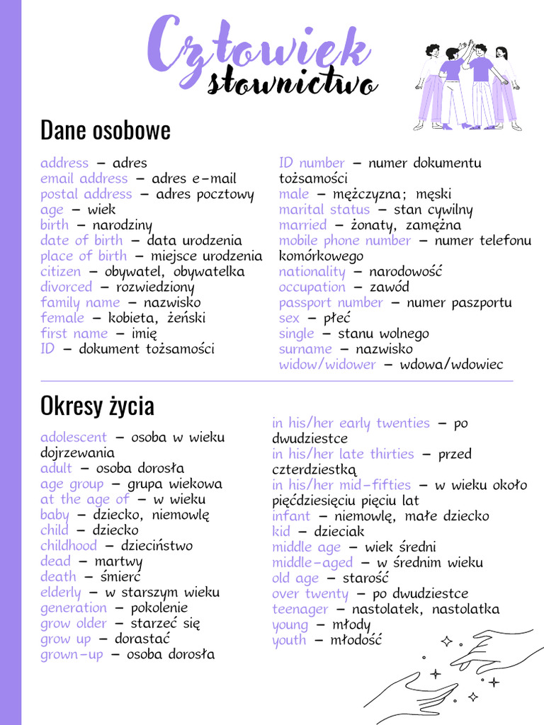 Czlowiek Slownictwo | PDF