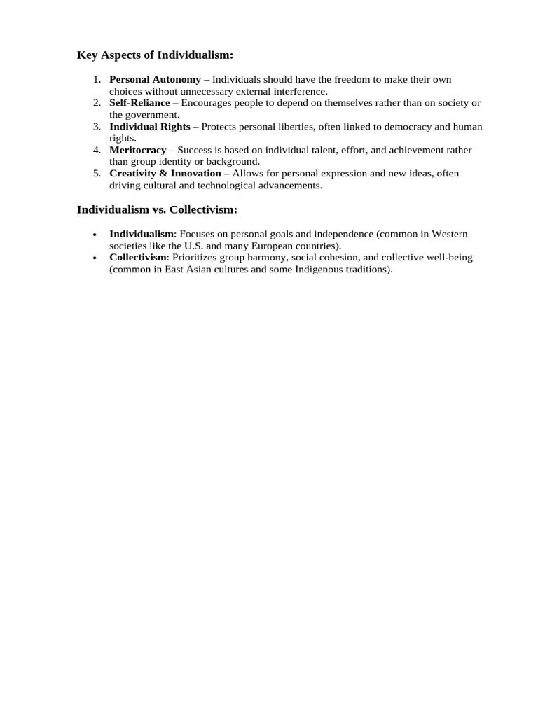 Key Aspects of Individualism | PDF