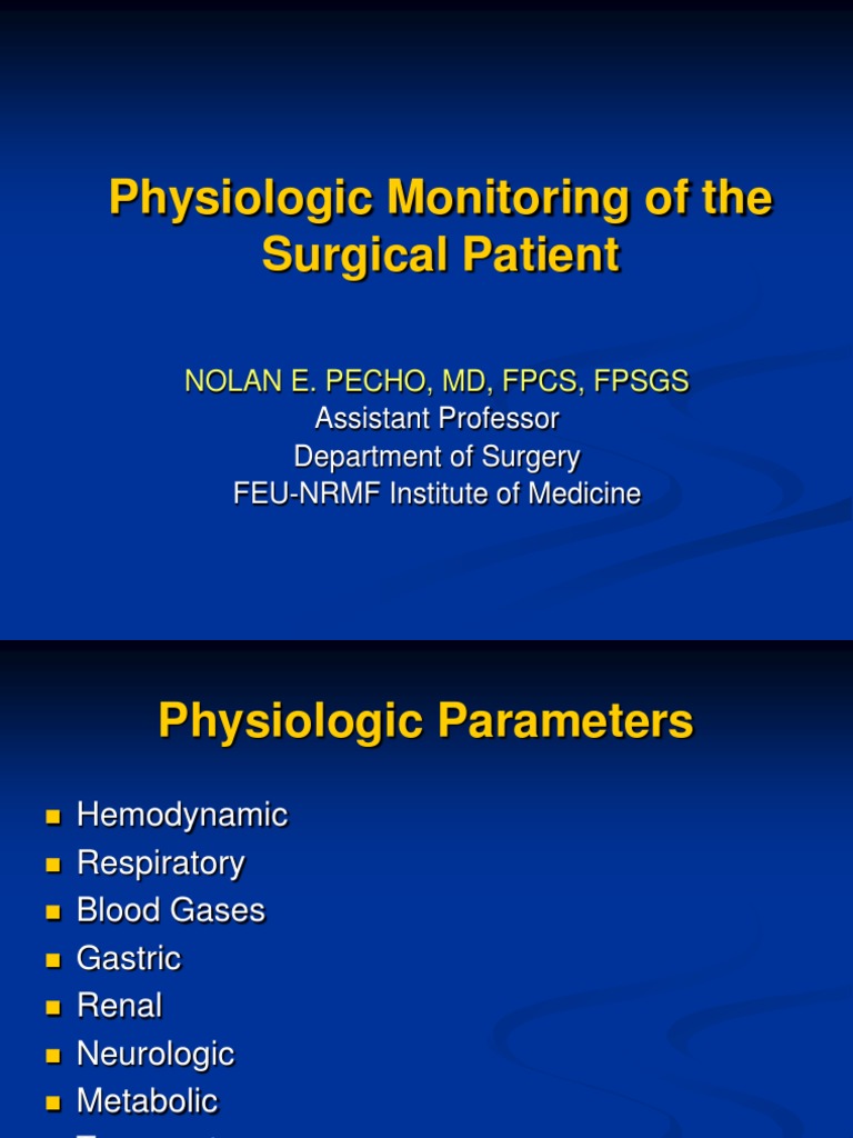 Physiologic Monitoring of The Surgical Patient | PDF | Renal Function ...