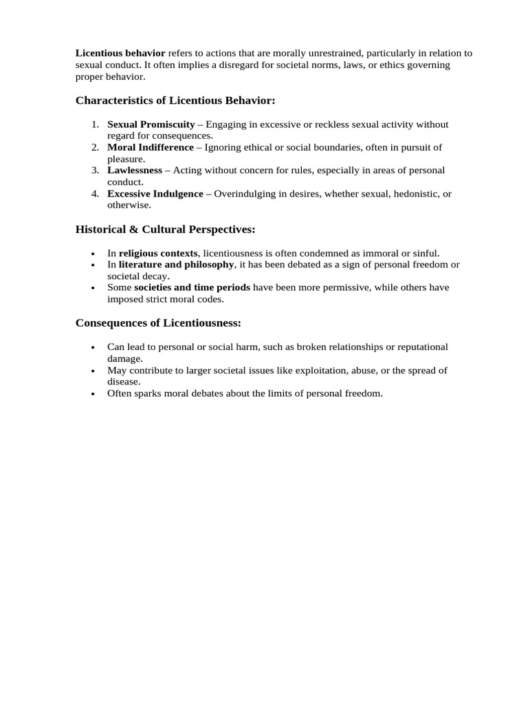 Understanding Licentious Behavior | PDF