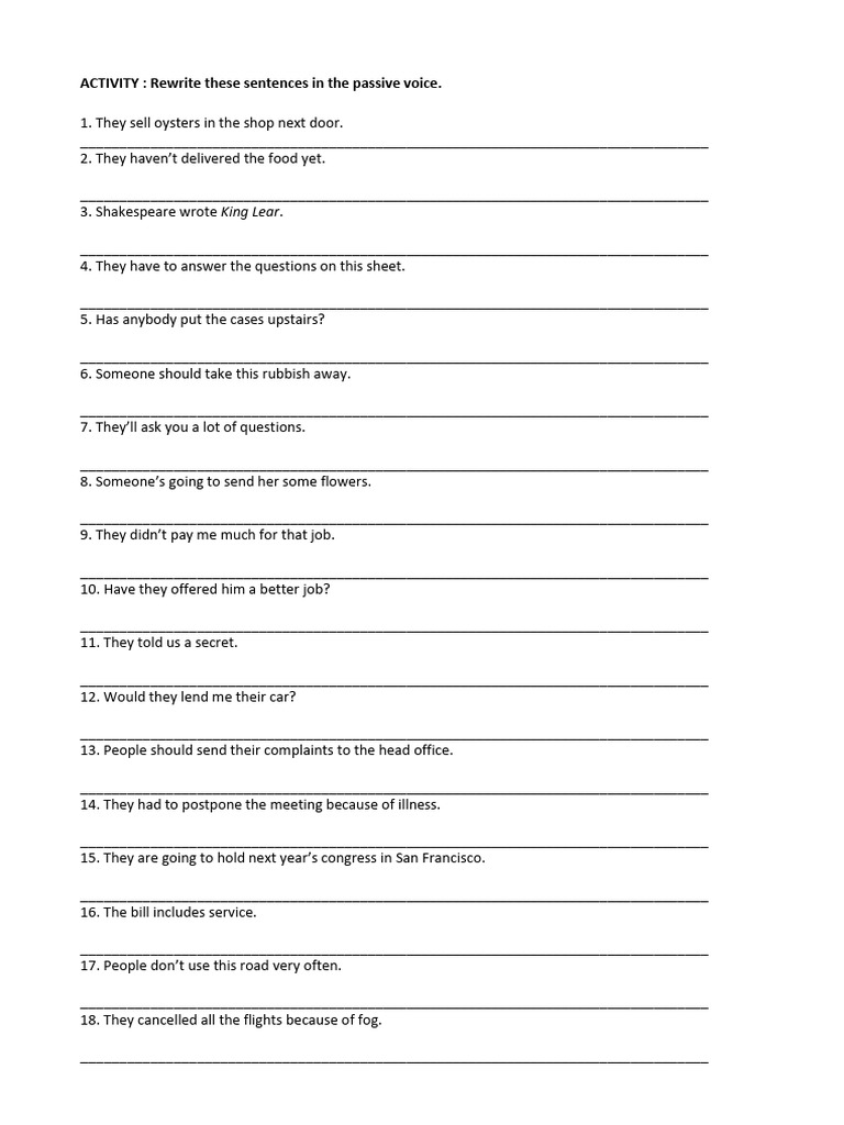 Passive Voice Sentence Transformation | PDF