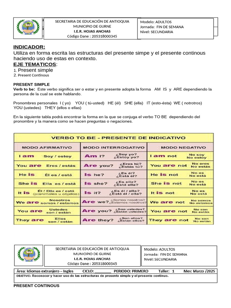 Estructuras de Presente en Inglés | PDF | Morfología Lingüística | Idiomas