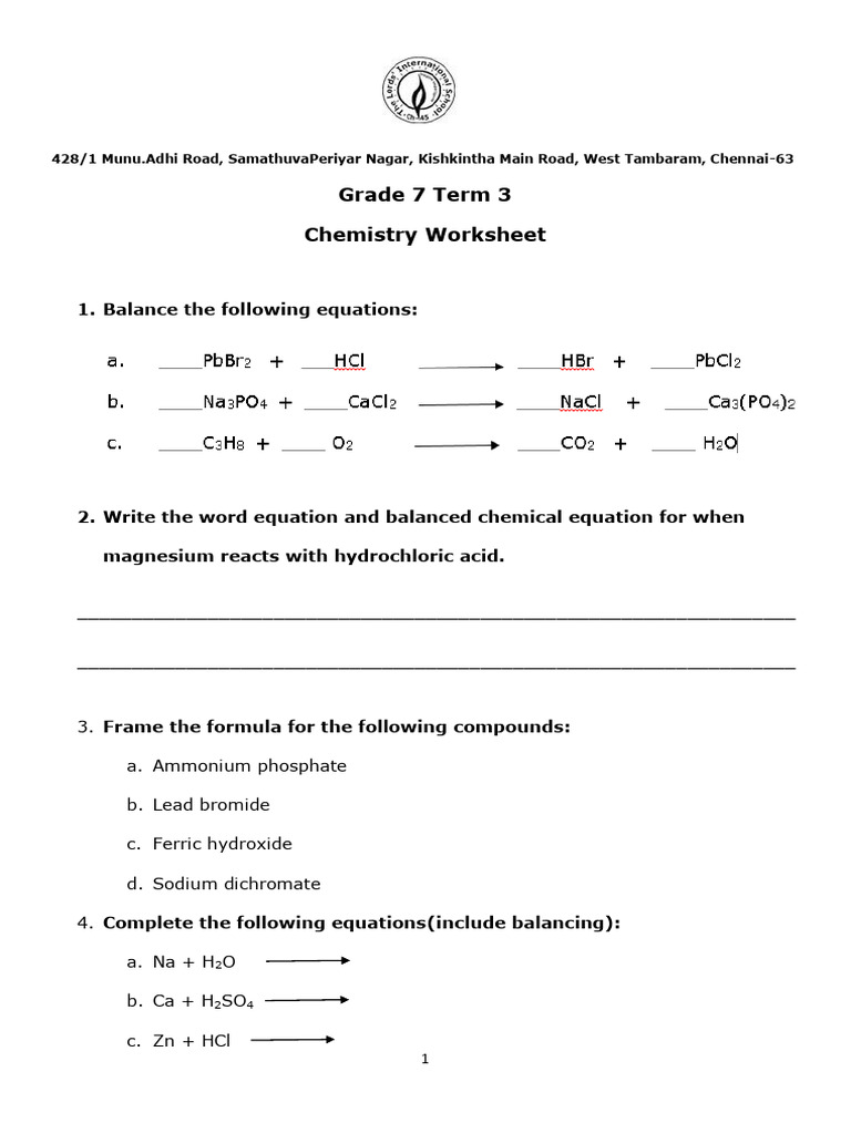 gr 7 chemistry term 3 worksheet qp | PDF