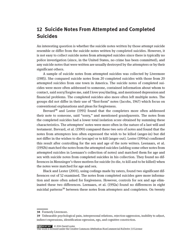 12 Suicide Notes From Attempted and Completed Suicides | PDF | Suicide ...