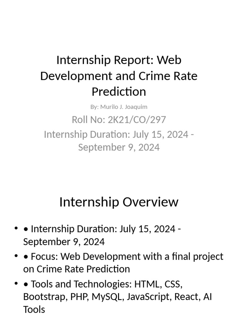 Enhanced Internship Report Presentation Updated | PDF | Web Development ...