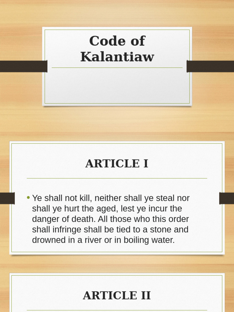 Code of Kalantiaw: 18 Articles Summary | PDF