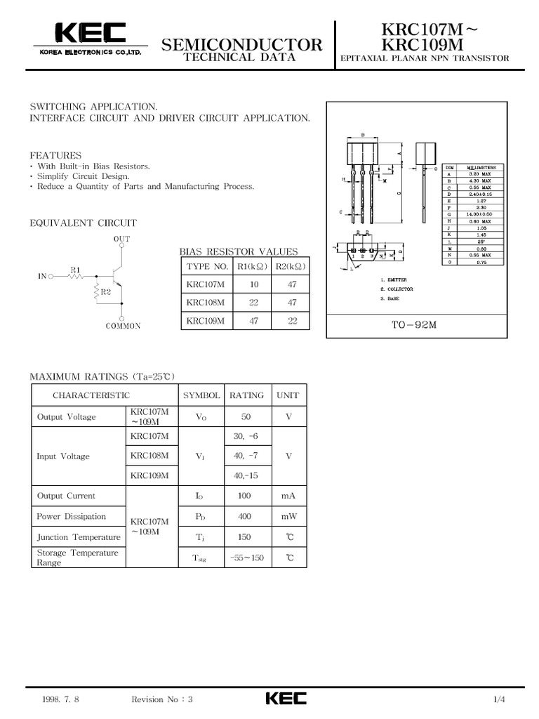 KRC107M-Korea Electronics | PDF