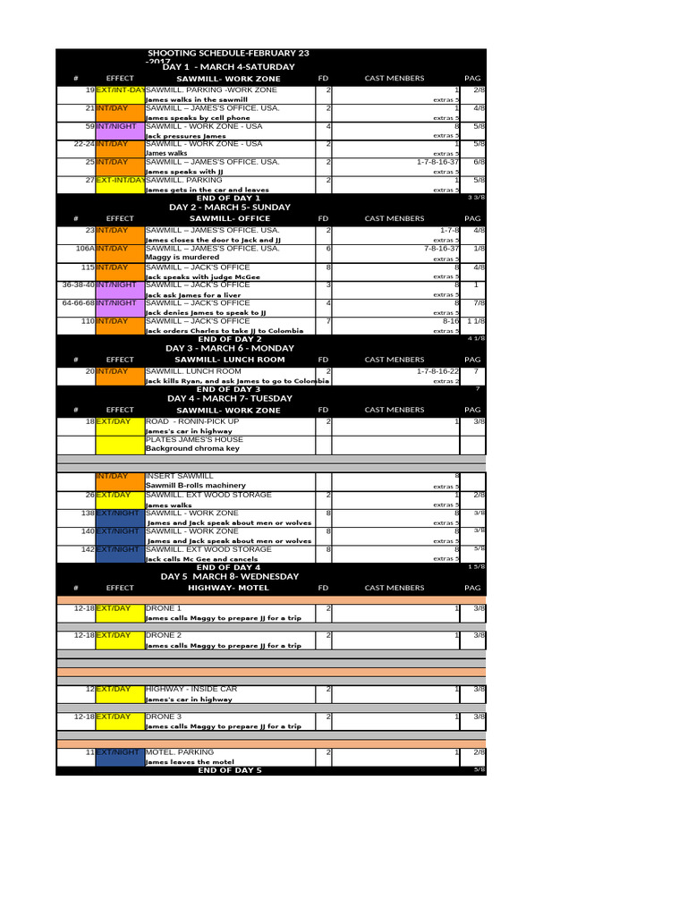 Formato Plan de Rodaje | PDF