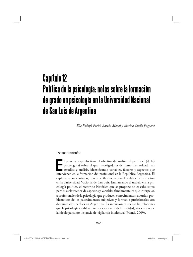 Parisí-Manzi-CuelloP - Política de La Psicología - Libro PavónCuéllar | PDF | Sicología | Plan ...