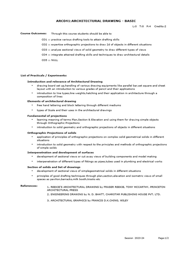 ARC-041 ARCHITECTURAL DRAWING- BASIS | PDF | Drawing | Geometry