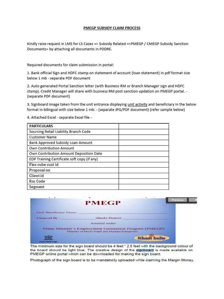 Subsidy One Pager-PMEGP | PDF