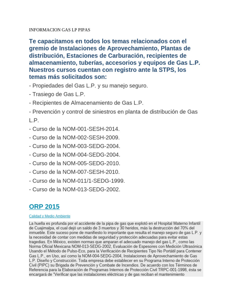 Información sobre Pipas de Gas LP | PDF | Refinería de petróleo ...