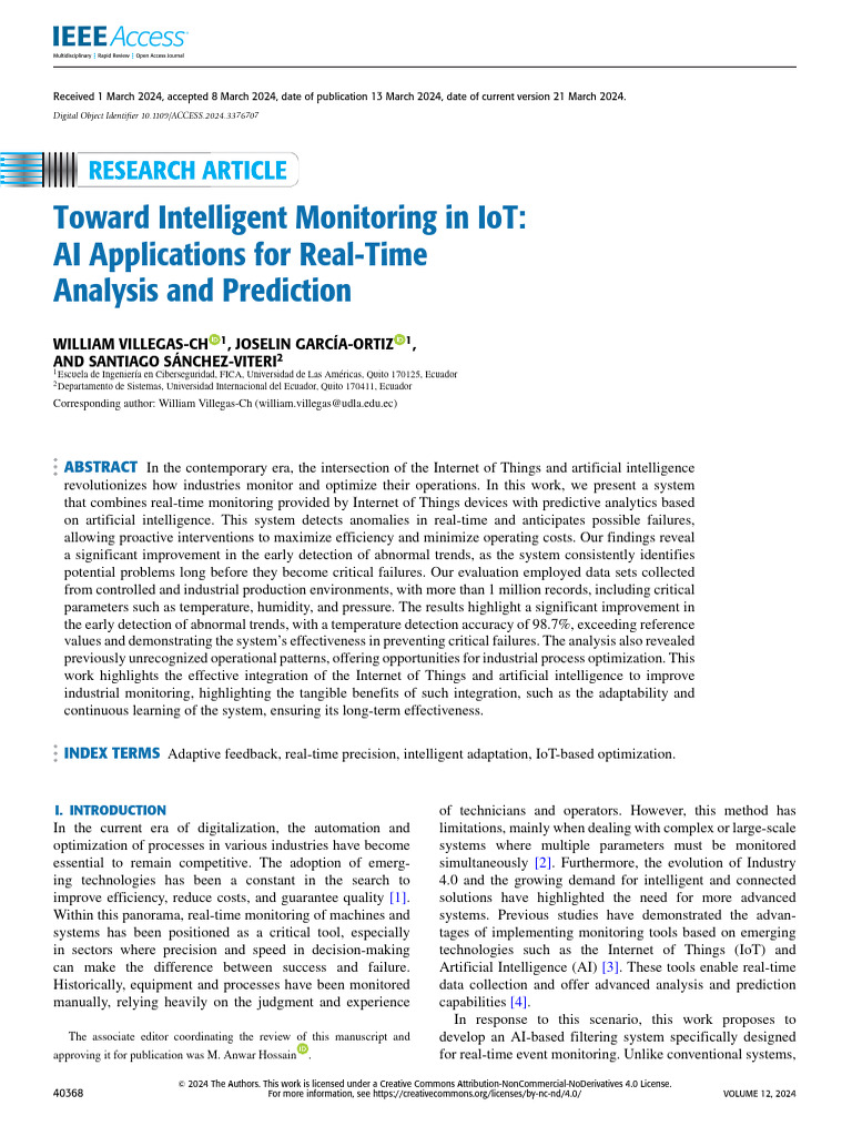 Toward Intelligent Monitoring in IoT AI Applications For Real-Time ...