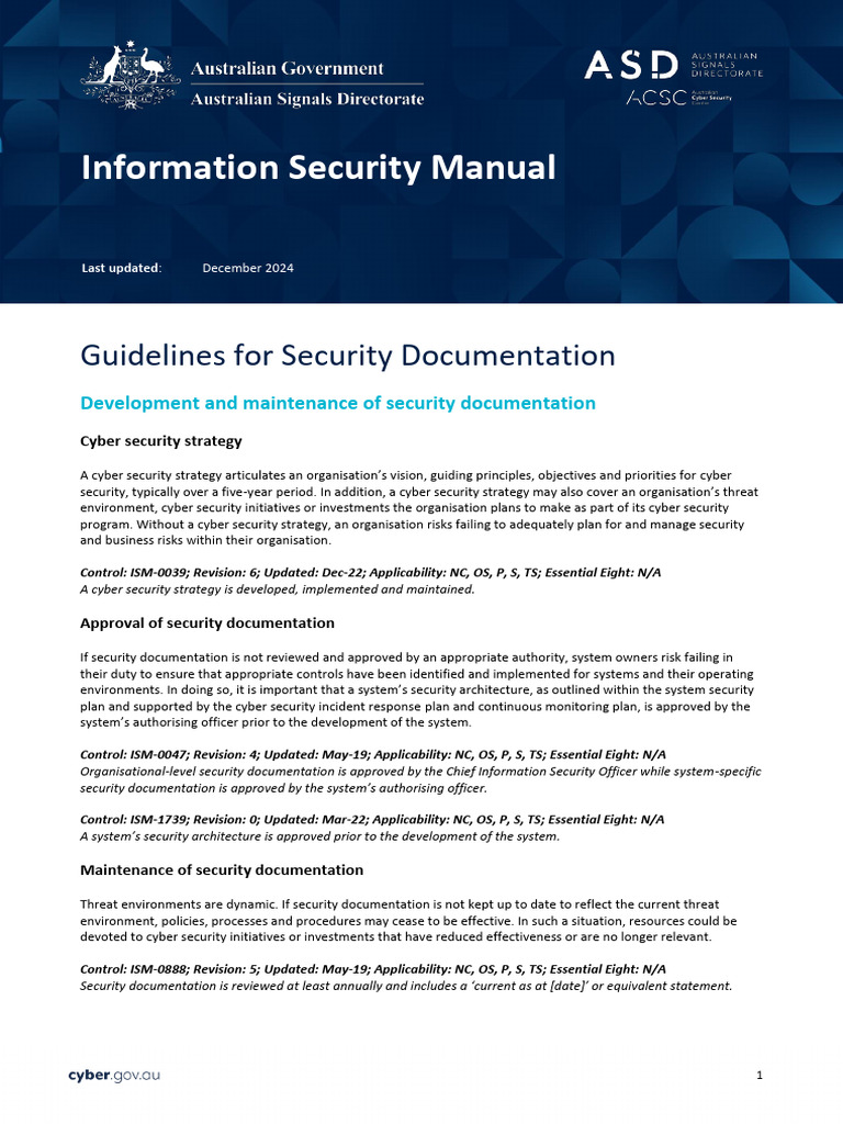 ISM - Guidelines For Security Documentation (December 2024) | PDF ...