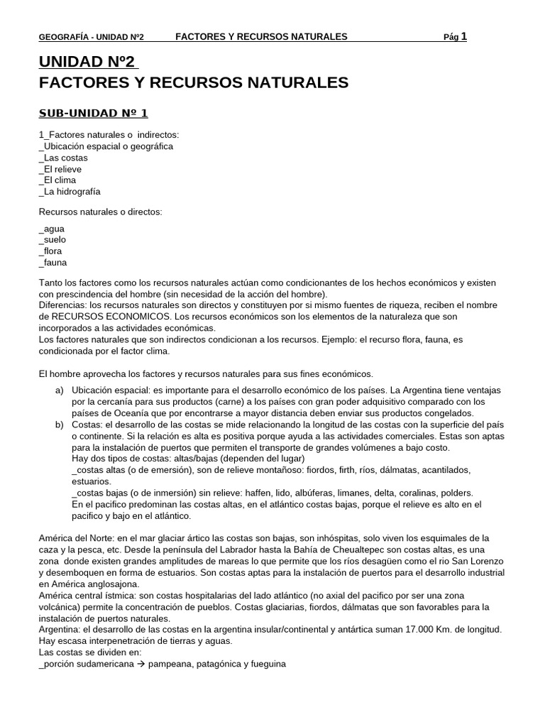 Unidad Nº2 - Factores y Recursos Naturales | PDF | Américas | Montañas
