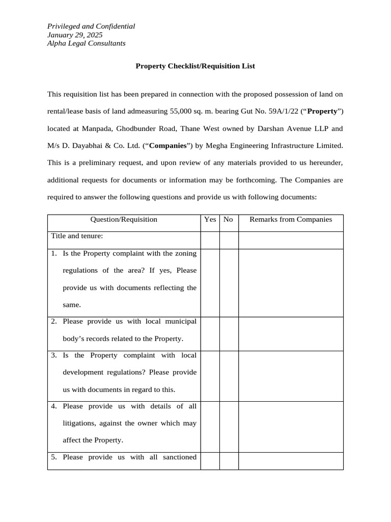 Property Requisition List | PDF