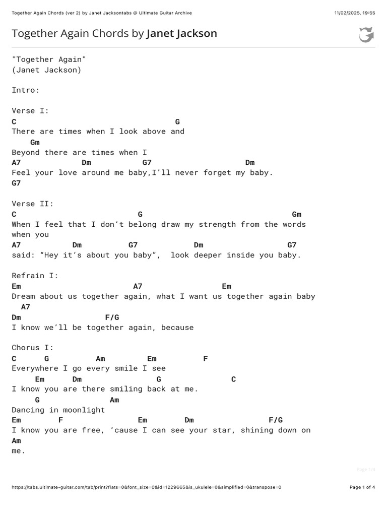 Together Again Chords (Ver 2) by Janet Jacksontabs at Ultimate Guitar ...