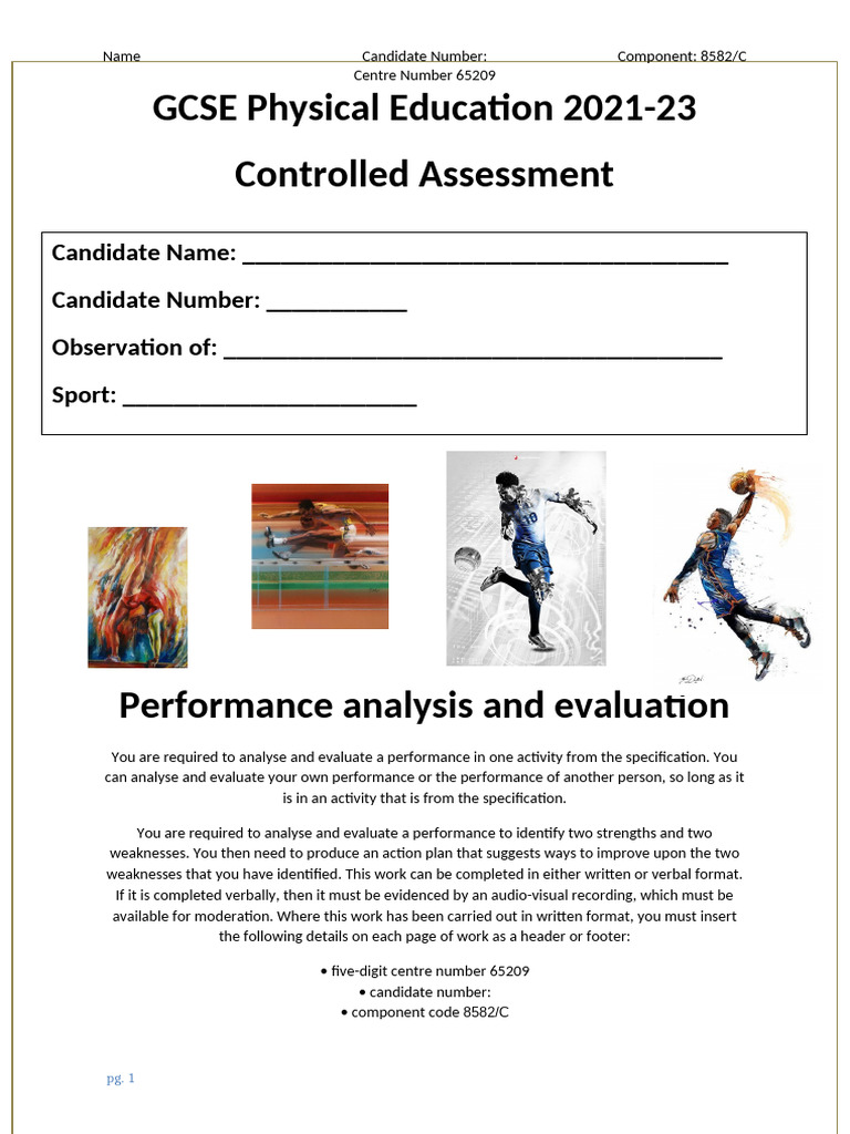 Performance Analysis in GCSE PE | PDF | Weakness | High Intensity ...