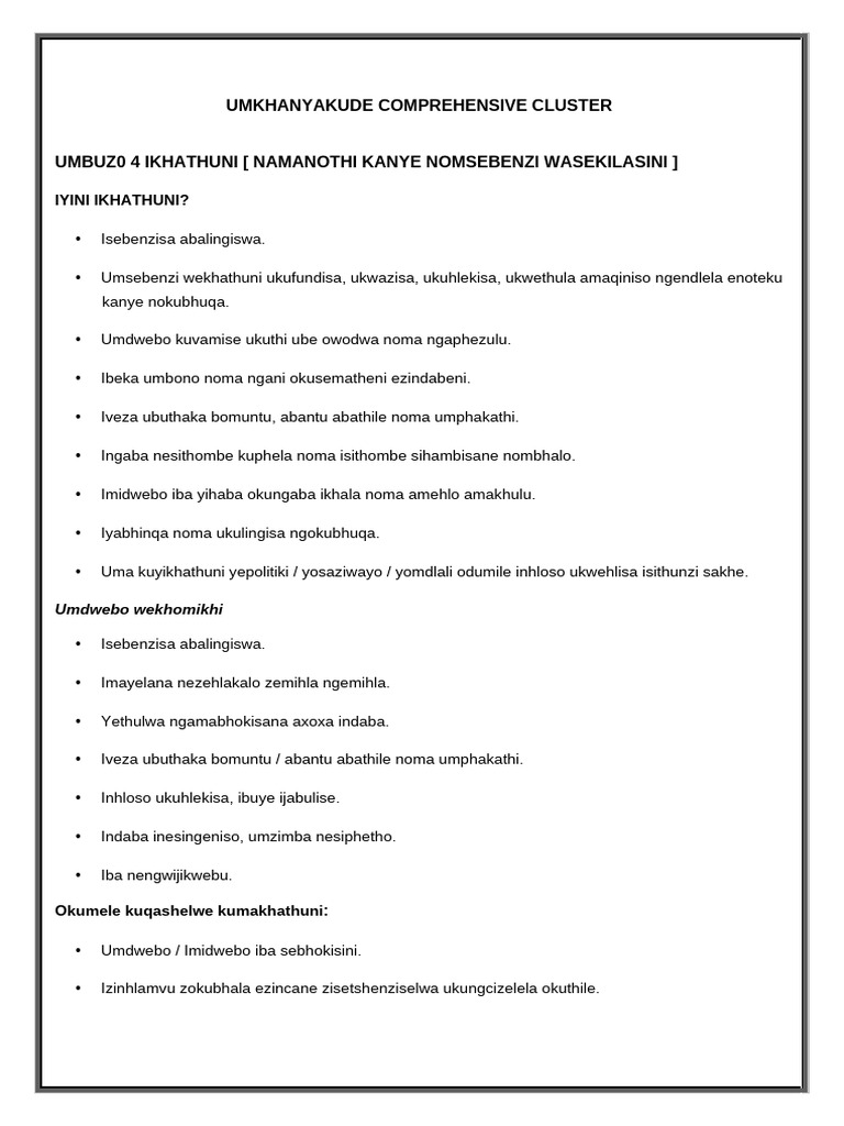 Umbuzo 4 (Ikhathuni) | PDF