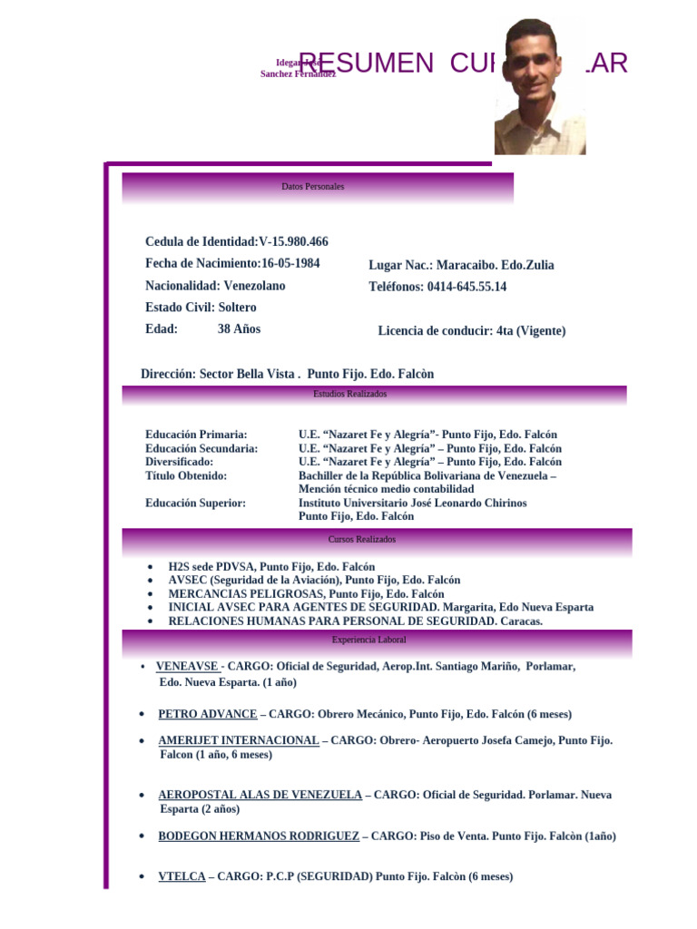 Idegar Curriculum Nuevo Actualizado | PDF | Venezuela