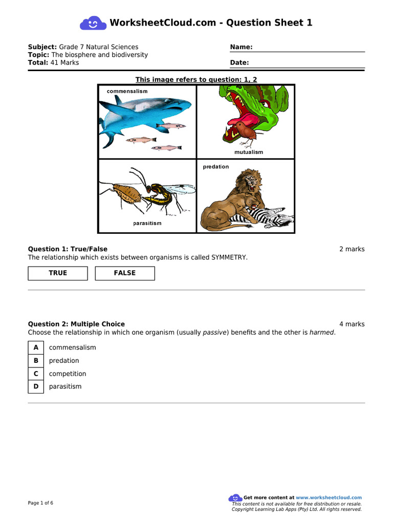 The Biosphere and Biodiversity Worksheet1 | PDF | Seedling | Foods