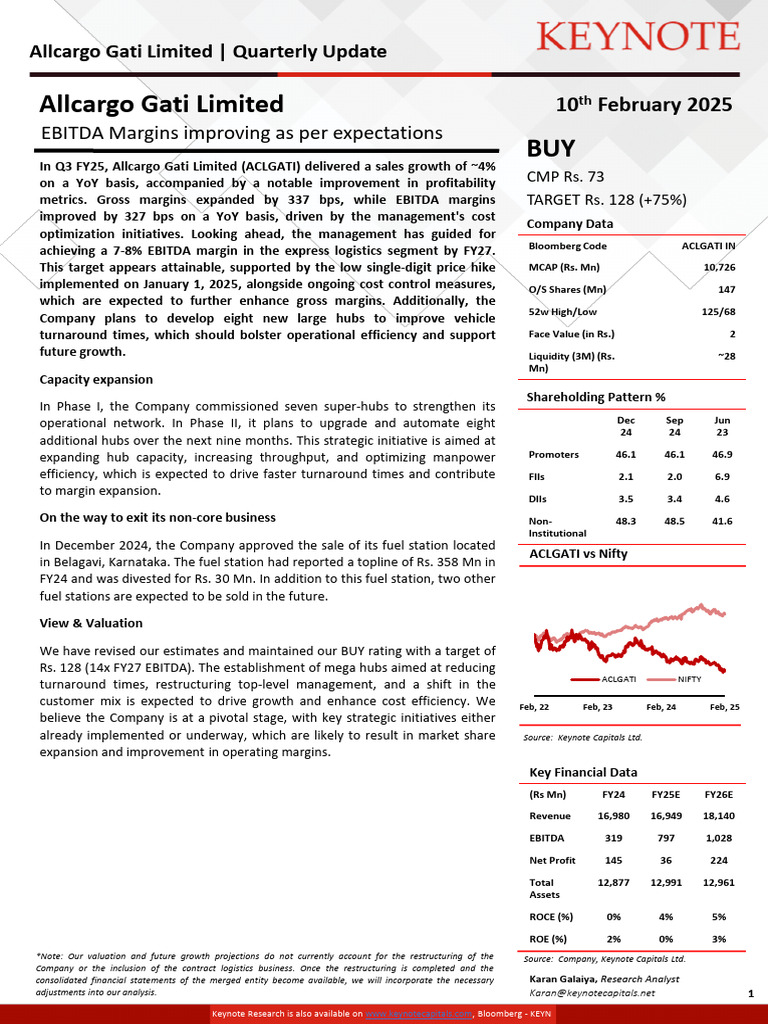 Quarterly Update Report Allcargo Gati Q3 FY25 | PDF | Equity (Finance) | Working Capital