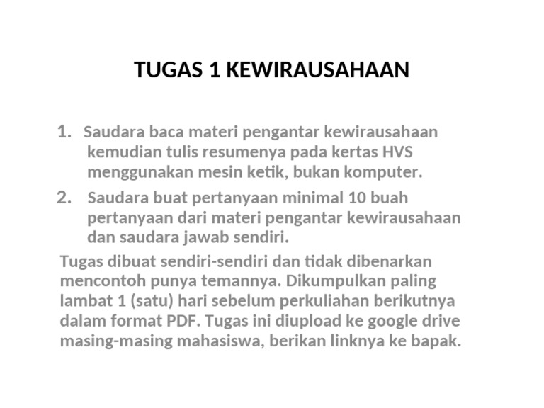 Tugas-Ke-1-Pengantar-Kewirausahaan - 2 - 1 | PDF